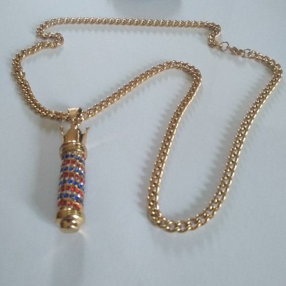 Accessories | Gold Plated Iced Barber Shop Pendant Zirconia Cristal And ...